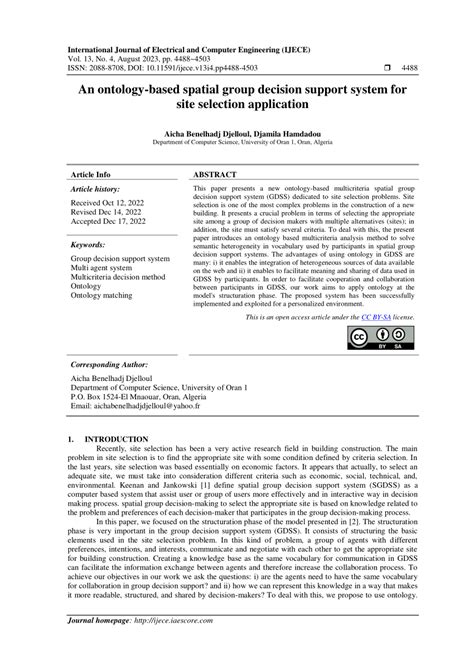 Pdf An Ontology Based Spatial Group Decision Support System For Site Selection Application