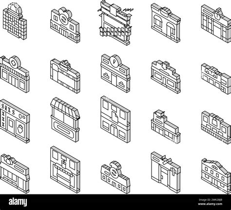 Shop Store Market Sale Isometric Icons Set Vector Stock Vector Image And Art Alamy