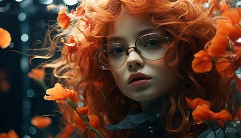 A Cute Redhead Girl Smiling Looking At Camera Outdoors Generated By Ai