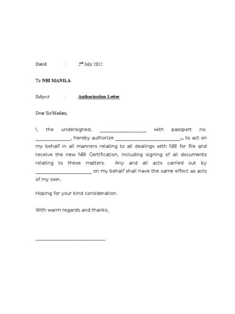 5 Authorization Letter Samples To Act On Behalf Word Excel Templates