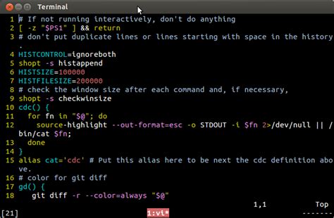 Command Line How Can I Get Less Or Cat To Use Color In The Output From Cat Of My Bashrc