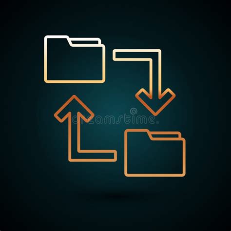 Gold Line Cloud Storage Text Document Folder Icon Isolated On Dark Blue