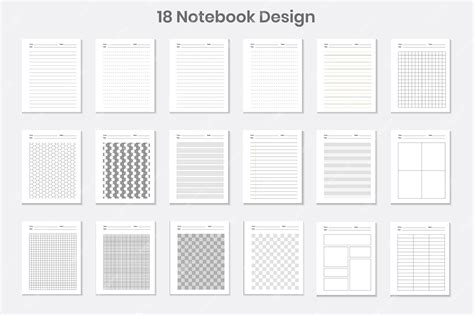 Premium Vector 18 Printable Notebook Papers Bundle Kdp Interior