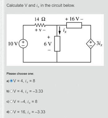 Answered Calculate V And Ix In The Circuit Bartleby