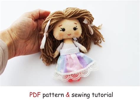 Diy Mini Felt Doll Sewing Pattern Tiny Dress Up Doll Template And Tutorial Adorable Mini Doll