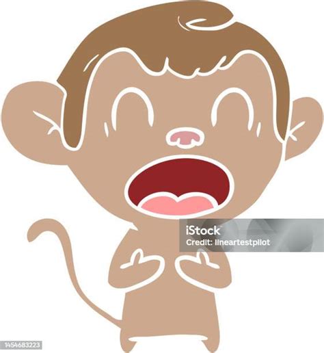 ตะโกนสีแบนสไตล์การ์ตูนลิง ภาพประกอบสต็อก ดาวน์โหลดรูปภาพตอนนี้ การระคายเคือง ไม่พอใจ การ