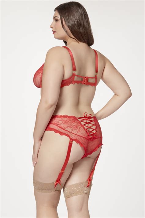 Plus Size Red Temptress High Waist Lingerie Bra Set Spicy Lingerie