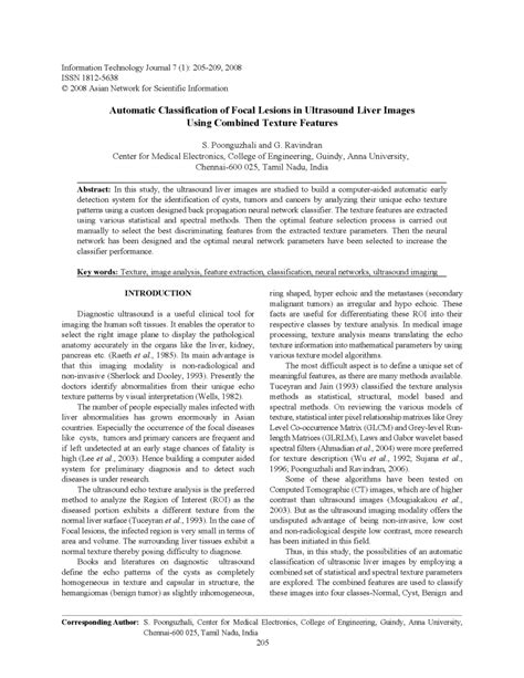 Pdf Automatic Classification Of Focal Lesions In Ultrasound Liver Images Using Combined