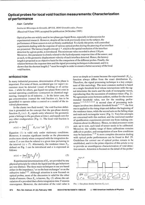 Pdf Optical Probes For Local Void Fraction Measurements