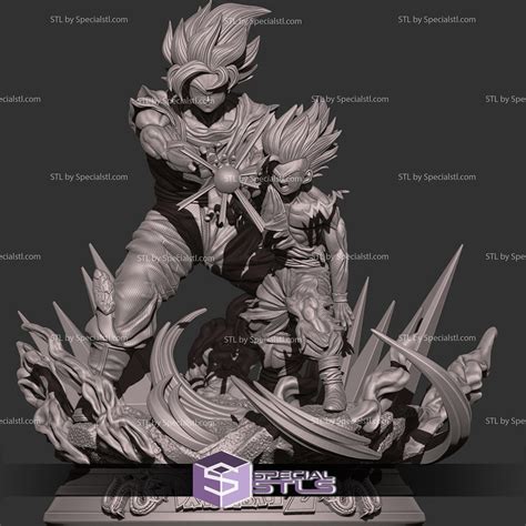 Goku And Gohan Stl Files Kamehameha From Dragonball 3d Printable Specialstl