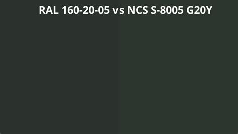 Ral 160 20 05 Vs Ncs S 8005 G20y Ral Colour Chart Uk
