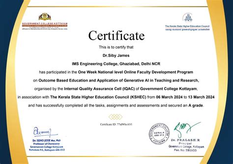 Dr Siby James On Linkedin Fdp On Obe And Generative Ai In Teaching And