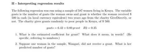 Solved Ii Interpreting Regression Results The Following
