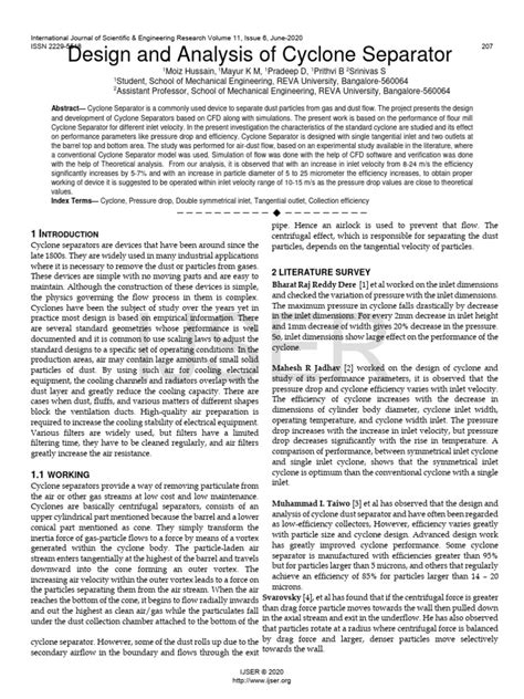 Design And Analysis Of Cyclone Separator Pdf Fluid Dynamics Viscosity