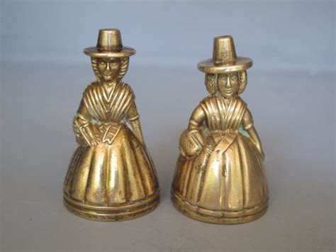 Vintage Miniature Lady Brass Bell Set Of 2 Rare Miniature Etsy Brass Bells Vintage