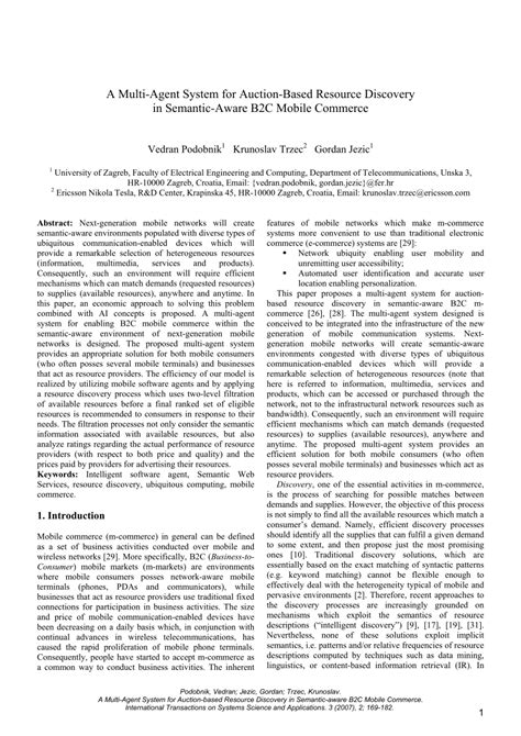 Pdf A Multi Agent System For Auction Based Resource Discovery In Semantic Aware B2c Mobile