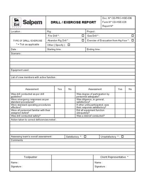Od Hse 028 Drill Exercise Report Pdf