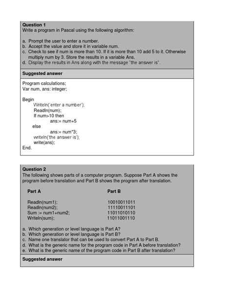 Pascal Programming Questions And Answers Pdf Computer Program Programming