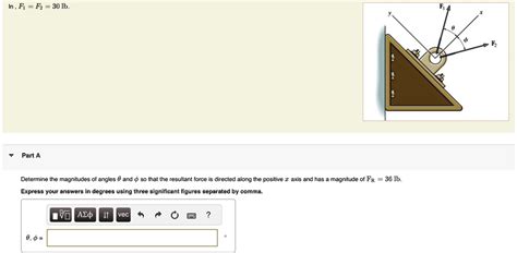 In F1 F2 30 Lb Part A Determine The Magnitudes Of Angles θ And ϕ