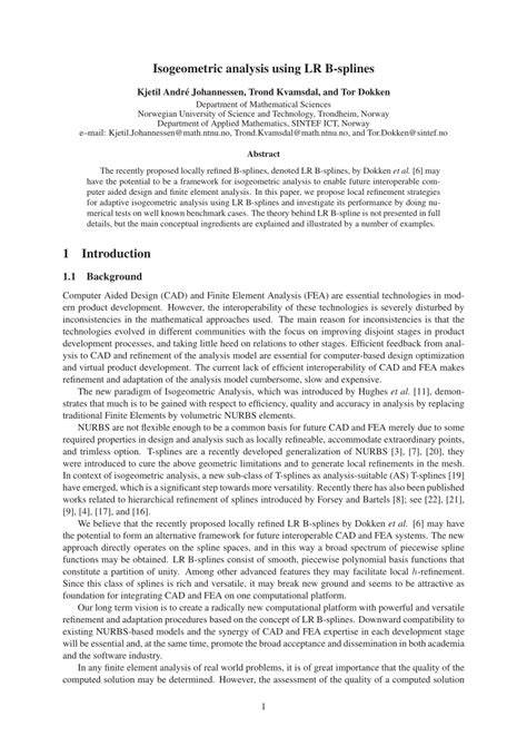 Pdf Isogeometric Analysis Using Lr B Splines