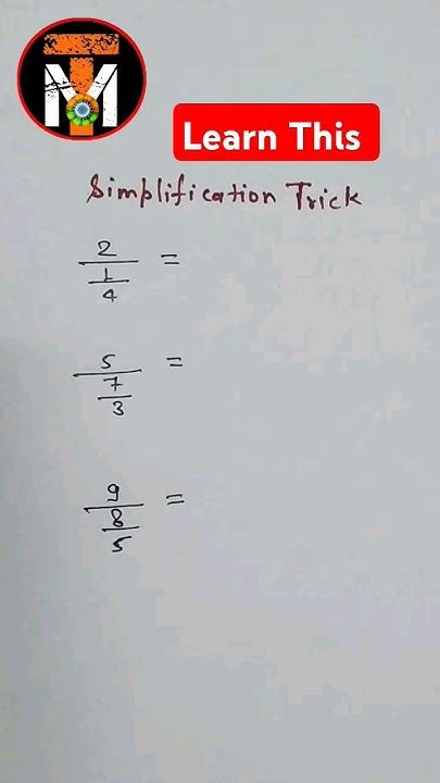 Simplification Tricks 😱 Learn This Shorts Math Simplification Quiz Puzzle Viral Youtube