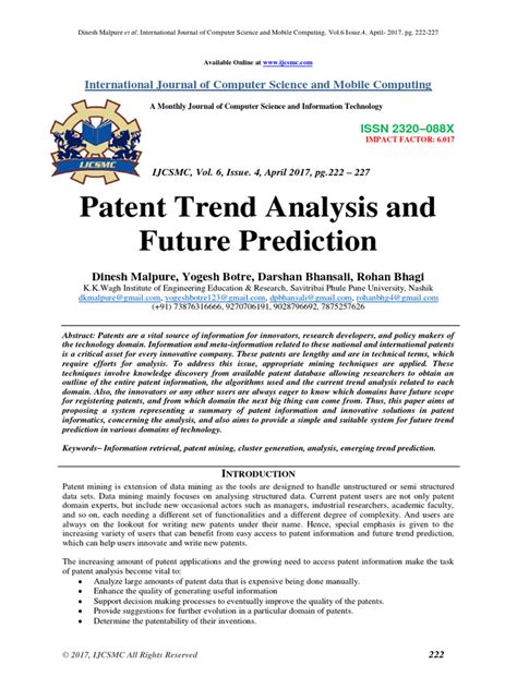Patent Trend Analysis And Future Prediction Pdf Cluster Analysis