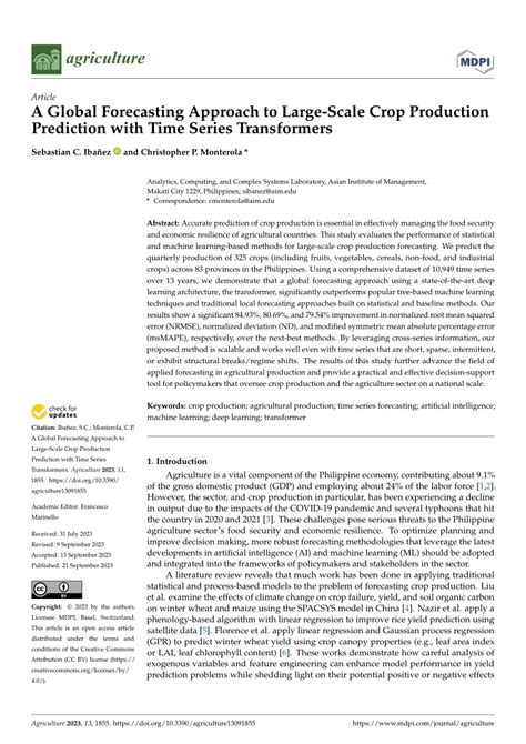 Pdf A Global Forecasting Approach To Large Scale Crop Production Prediction With Time Series