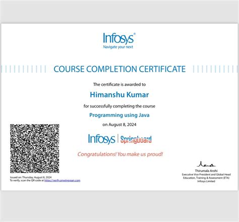 Completed Java Course By Infosys Himanshu Rana Posted On The Topic Linkedin