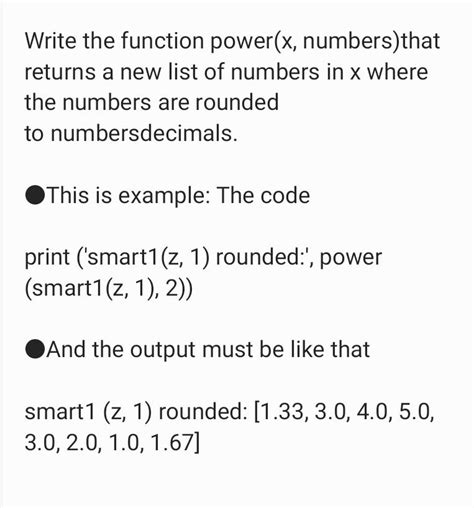solved write the function power x numbers that returns a