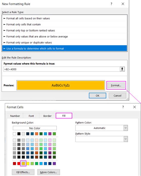 Example Of Using A Formula In Excel Conditional Formatting