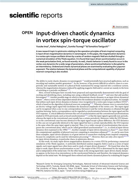 pdf input driven chaotic dynamics in vortex spin torque oscillator