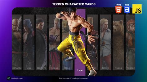 Tekken Character Cards Using Html And Css Coding Torque