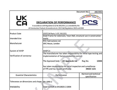 Declaration Of Performance UKCA Marking Product Compliance Support
