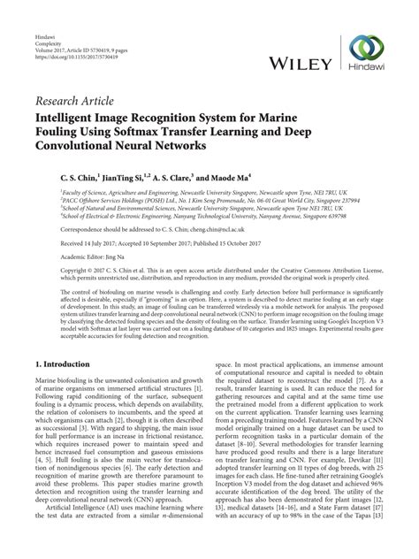 Pdf Intelligent Image Recognition System For Marine Fouling Using Softmax Transfer Learning