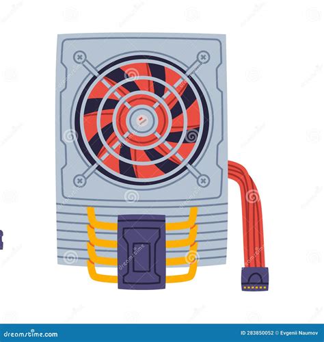 Fan Cooled Heat Sink As Personal Computer Accessory And Component For Repair Vector Illustration