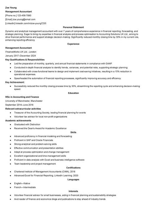Certified Management Accountant Resume Accounting Manager Resume