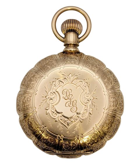 Vintage Waltham 14 Karat Yellow Gold Pocket Watch Circa 1888 Floral