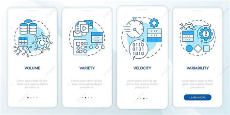 Blue Onboarding Mobile App Screen Identifying Characteristics Of Big Data Vector Iot Design
