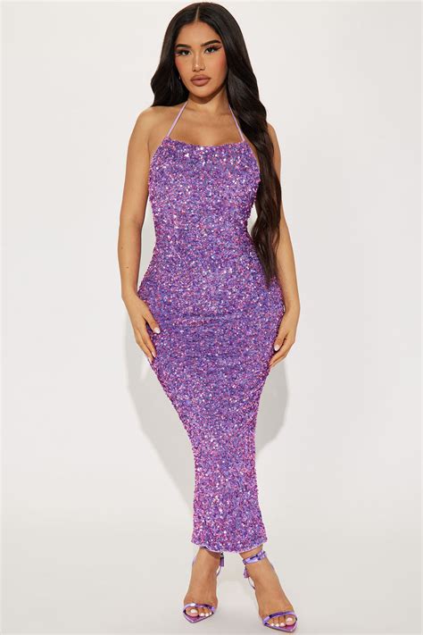 Prom Princess Sequin Midi Dress Purple Fashion Nova Dresses