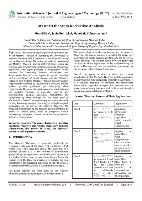 Masters Theorem Derivative Analysis Pdf