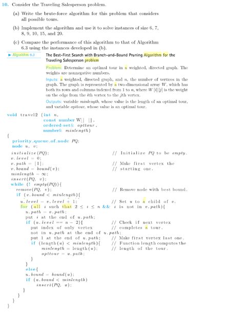 Solved Consider The Traveling Salesperson Problem A Write