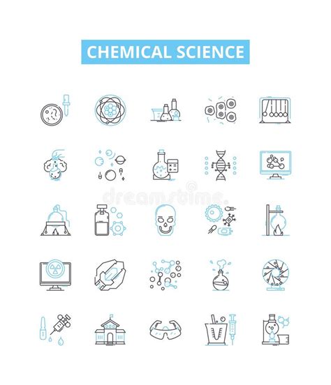 Chemical Science Vector Line Icons Set Chemistry Molecules Reactants