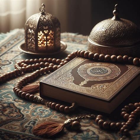Premium Photo A Serene Setting Of Prayer Beads Tasbih And A Closed Quran