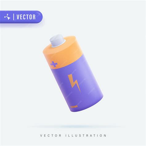 3d 현실적인 배터리 벡터 일러스트 레이 션 프리미엄 벡터