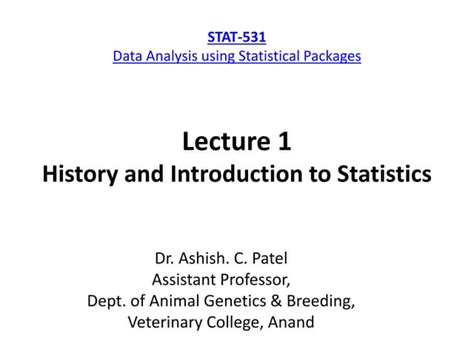 Pg Stat 531 Lecture 1 Introduction About Statistics And Collection Compilation Tabulation Of