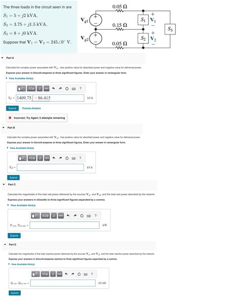 Solved Part ACalculate The Complex Power Associated With Chegg