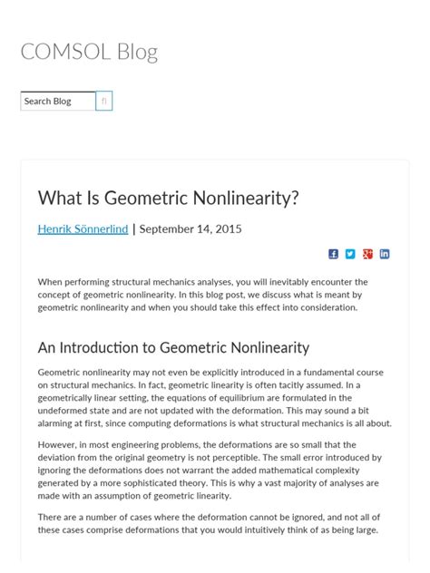 What Is Geometric Nonlinearity Comsol Pdf Nonlinear System