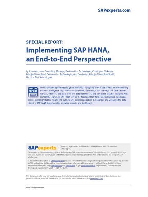 implementing sap hana an end to end perspective pdf pdf sap se business intelligence