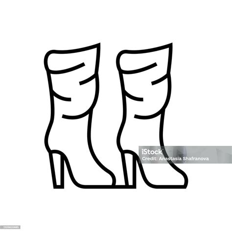 긴 부츠 라인 아이콘 컨셉 기호 윤곽선 벡터 일러스트 선형 기호 T 셔츠에 대한 스톡 벡터 아트 및 기타 이미지 T 셔츠 개체 그룹 겨울 Istock