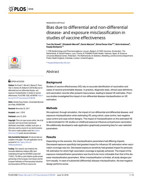 Pdf Bias Due To Differential And Non Differential Disease And Exposure Misclassification In